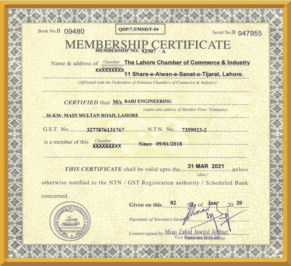 Certifications | Bari Engineering | Bari Steel Racks Manufacturer